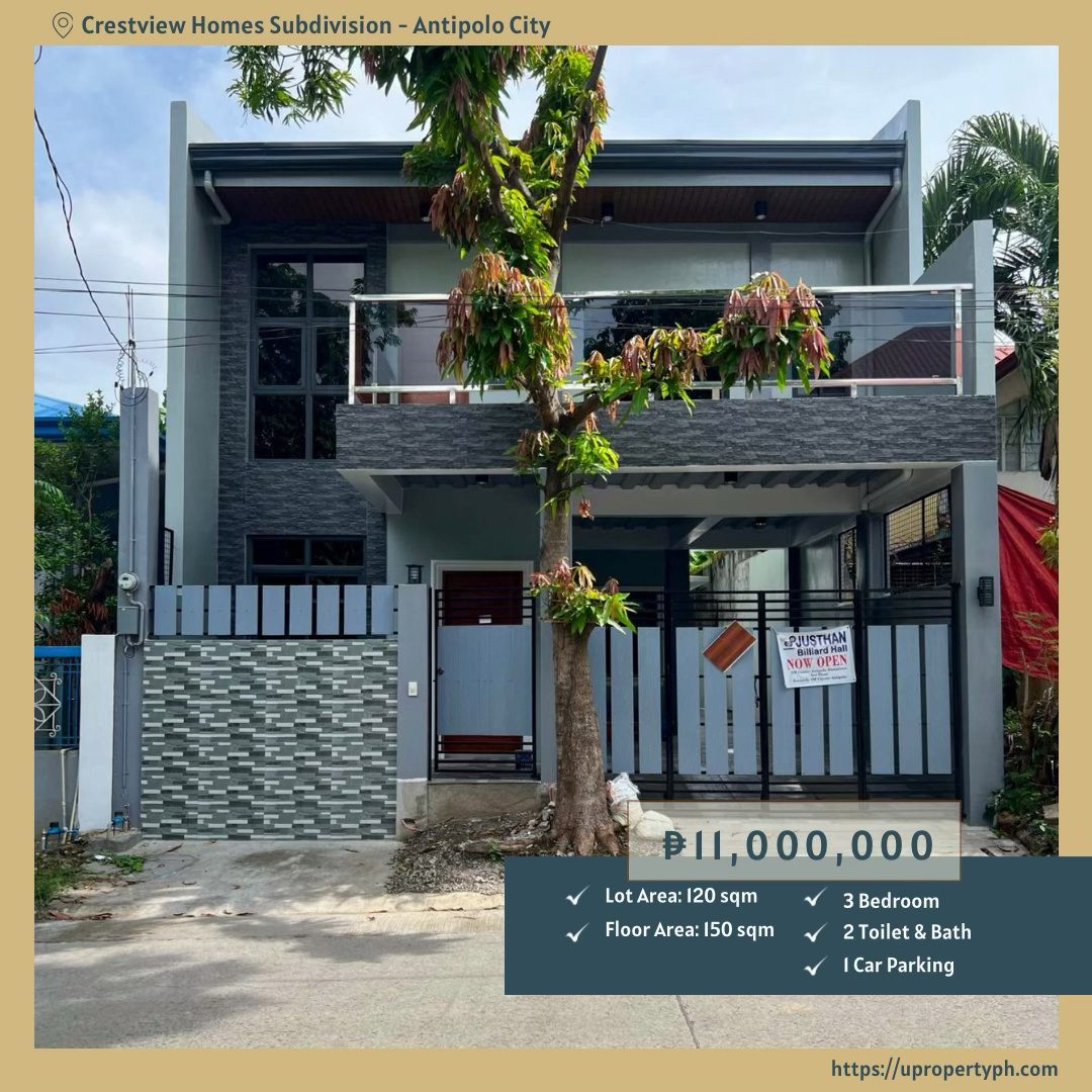 3-Bedroom House & Lot for Sale in Crestview Homes Subdivision, Antipolo ...
