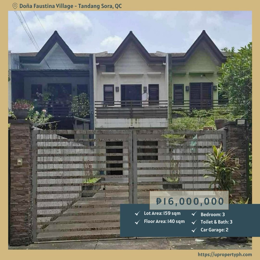 3-Bedroom Townhouse for Sale at Doña Faustina Village in Tandang Sora, Quezon City – U-Property PH